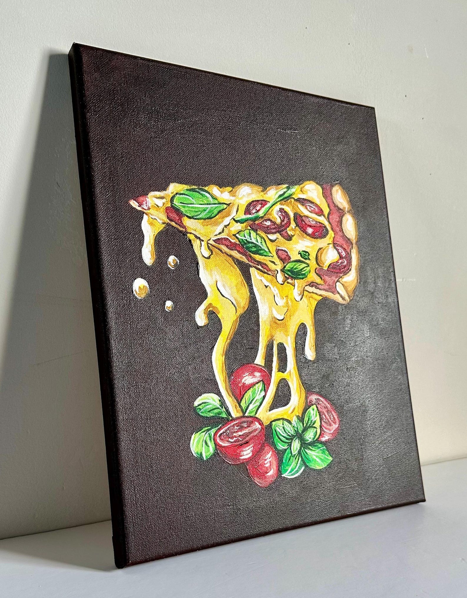Pizza Illustration Acrylic Painting on Canvas Food Painting Original ...