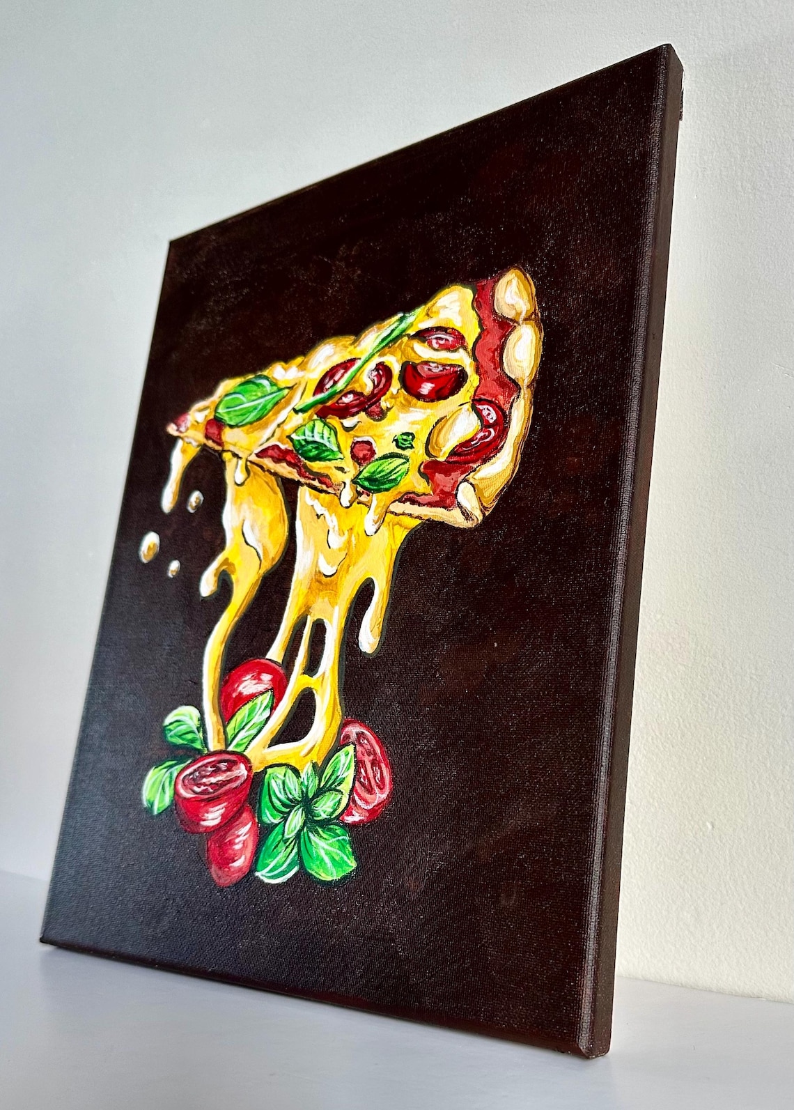 Pizza Illustration Acrylic Painting on Canvas Food Painting Original ...