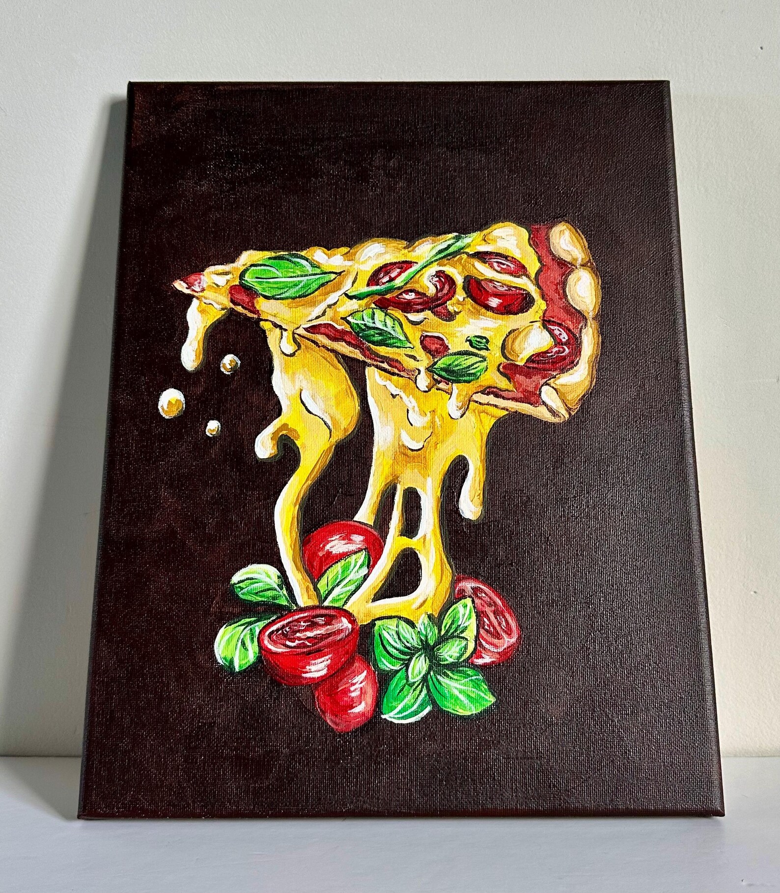 Pizza Illustration Acrylic Painting on Canvas Food Painting Original ...