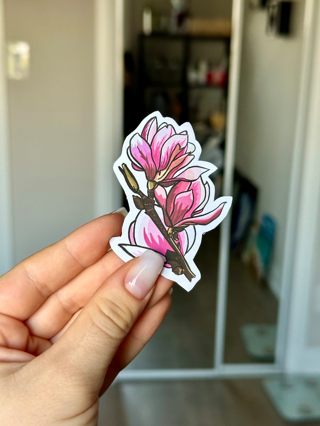 Cute Magnolia Sticker | Vinyl Sticker | Matte Sticker | Flower Sticker ...