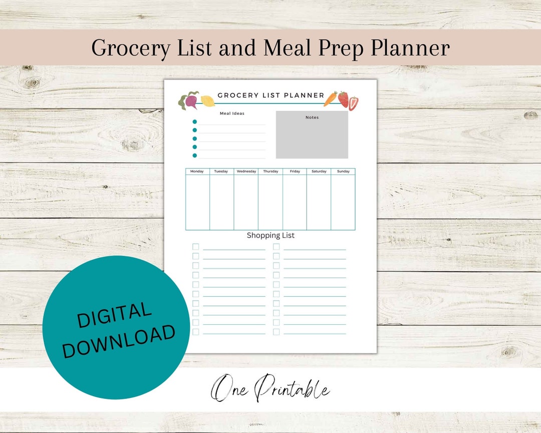 Grocery Printable Shopping List, Meal Prep Tracking Print, Track Macros, Save Money on Groceries ...