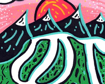 Ski Print Art Print Alpine Ski Slopes Illustration Skiing Collage Wall ...