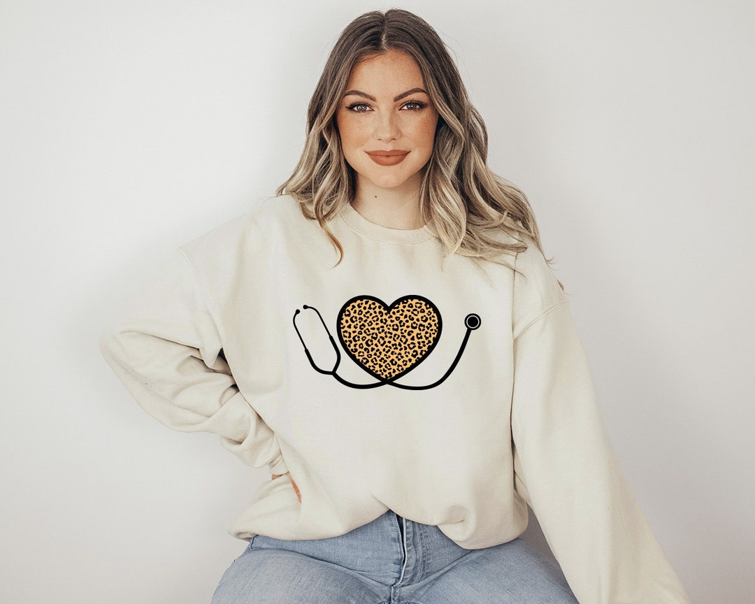 Leopard Stethoscope Tshirt, Registered Nurse Gift Shirt, RN Sweatshirt ...