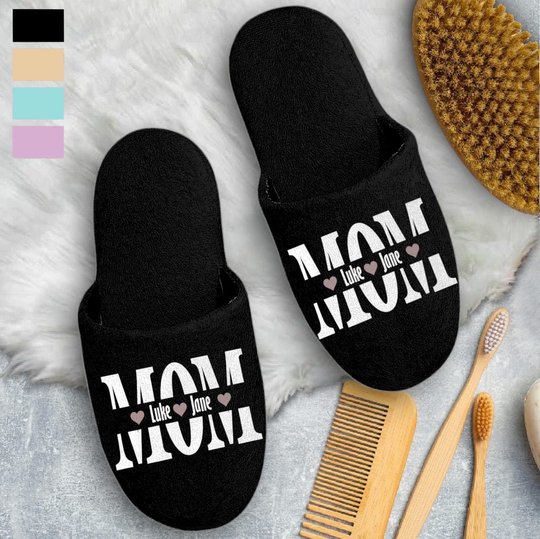 Personalized Mom Indoor Slippers | Custom Name Mother Slippers, Mother ...