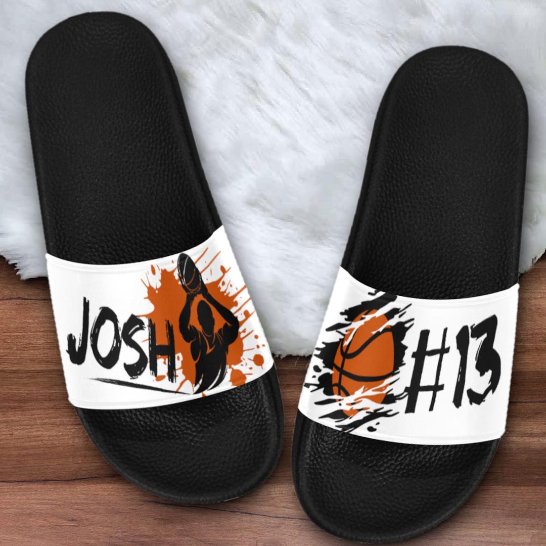 Personalized Basketball Slides Sandals: Custom Sport Teams Gift, Men ...