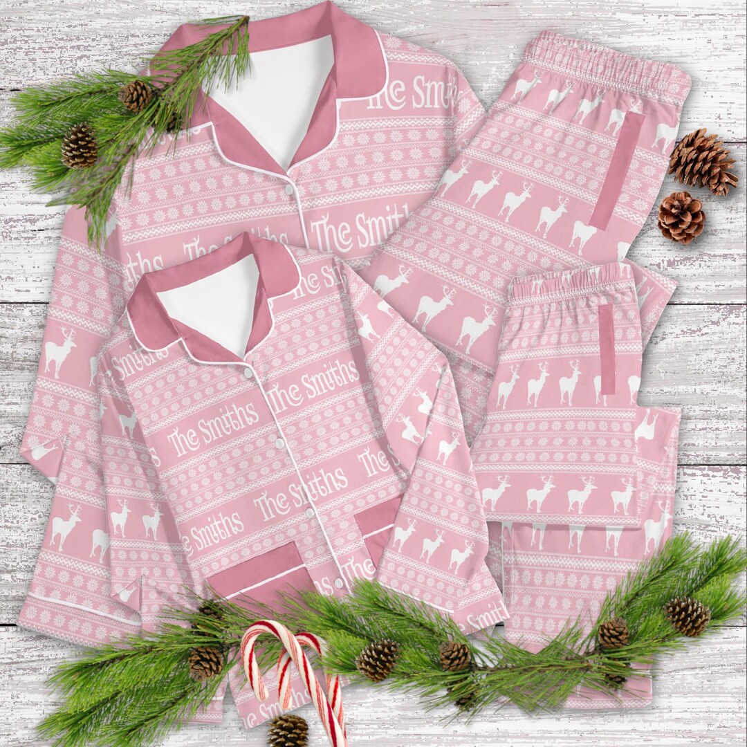 Personalized Classic Deer Stag Christmas Pajama Set Long Sleeved Adult ...
