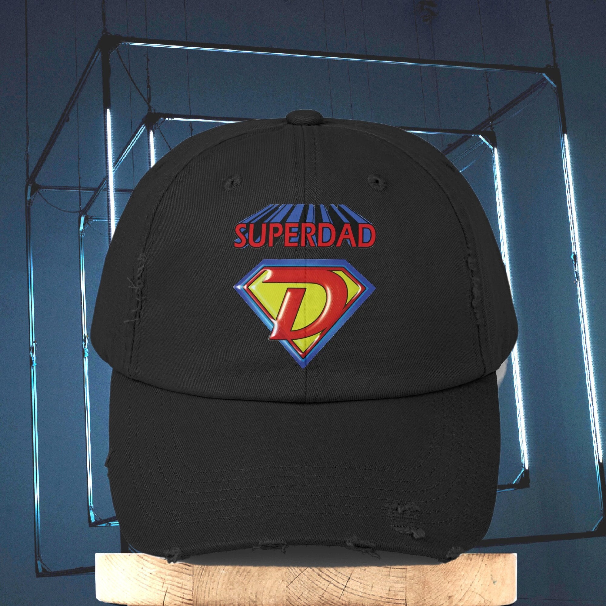 Superdad Distressed Black Cap Grey Blue Cotton Distressed Fishing Hat ...