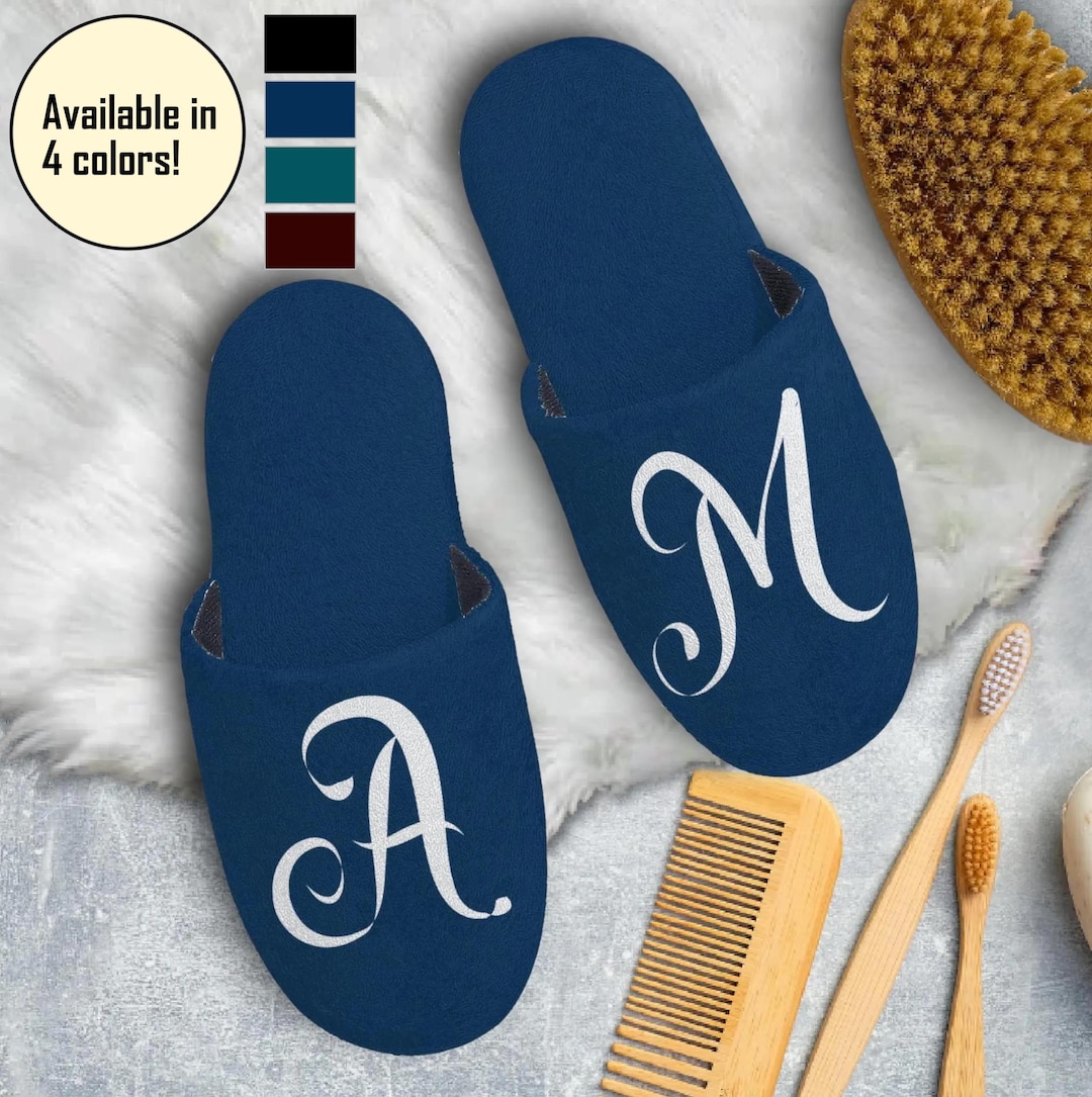 Personalized Gift Indoor Men Slippers | Custom Monogrammed Initials ...