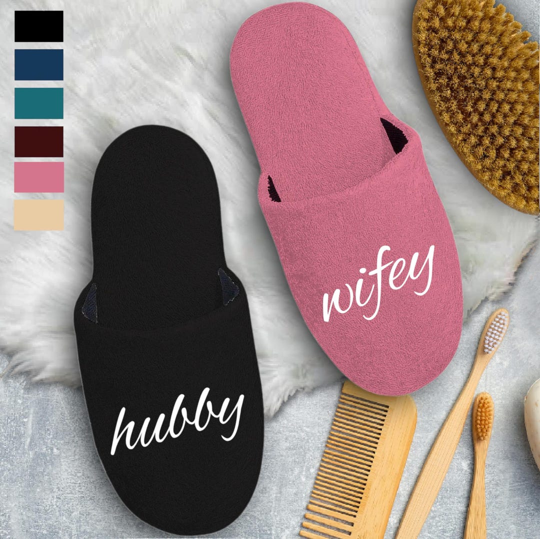 Hubby Wifey House Slippers | Couple Indoor Sandals, Cotton Slip-on ...