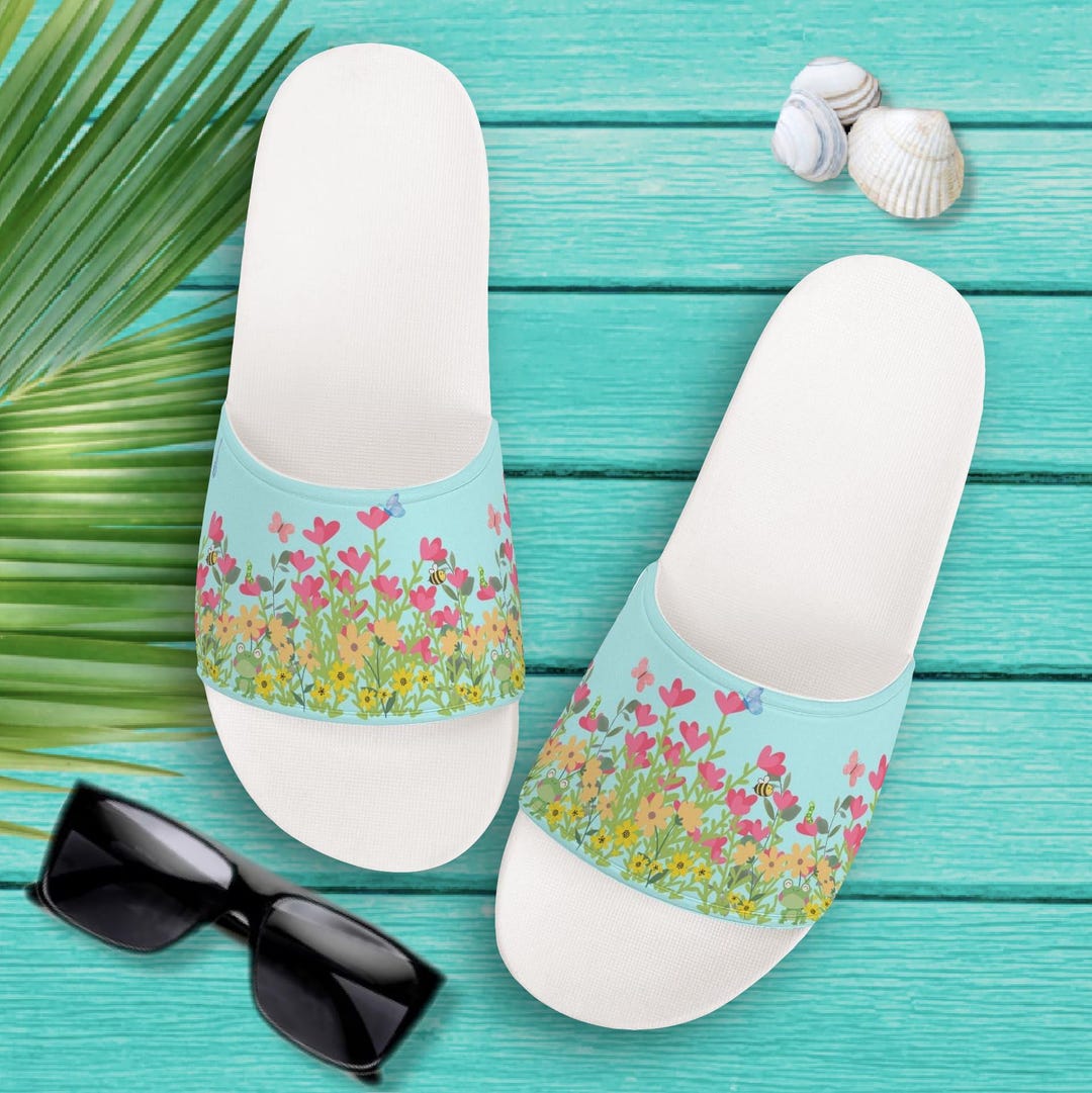 Spring Flower Eva Slides | Wildflowers Summer Slippers, Women Beach ...