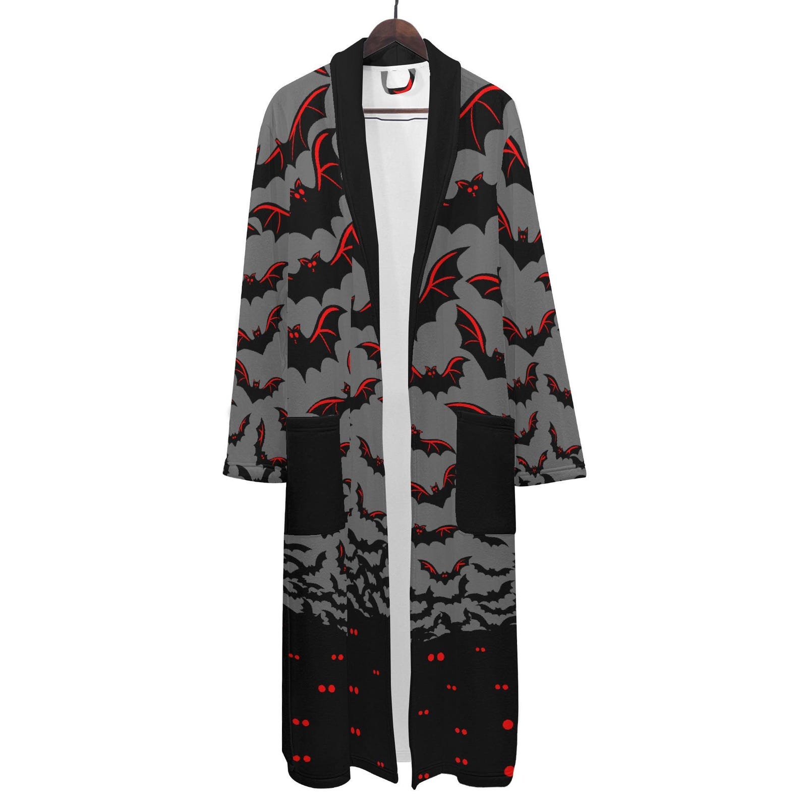 Vampire Bats Men Long Gown | Gothic Red-eyed Robes, Vampire Lounging ...
