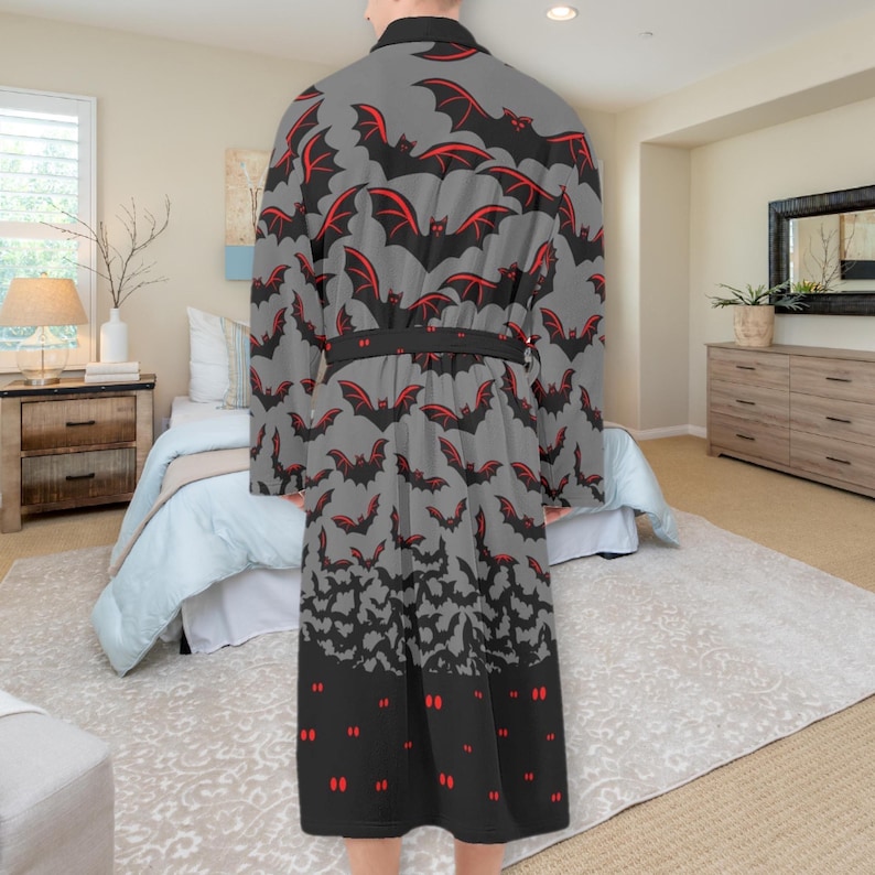 Vampire Bats Men Long Gown | Gothic Red-eyed Robes, Vampire Lounging ...