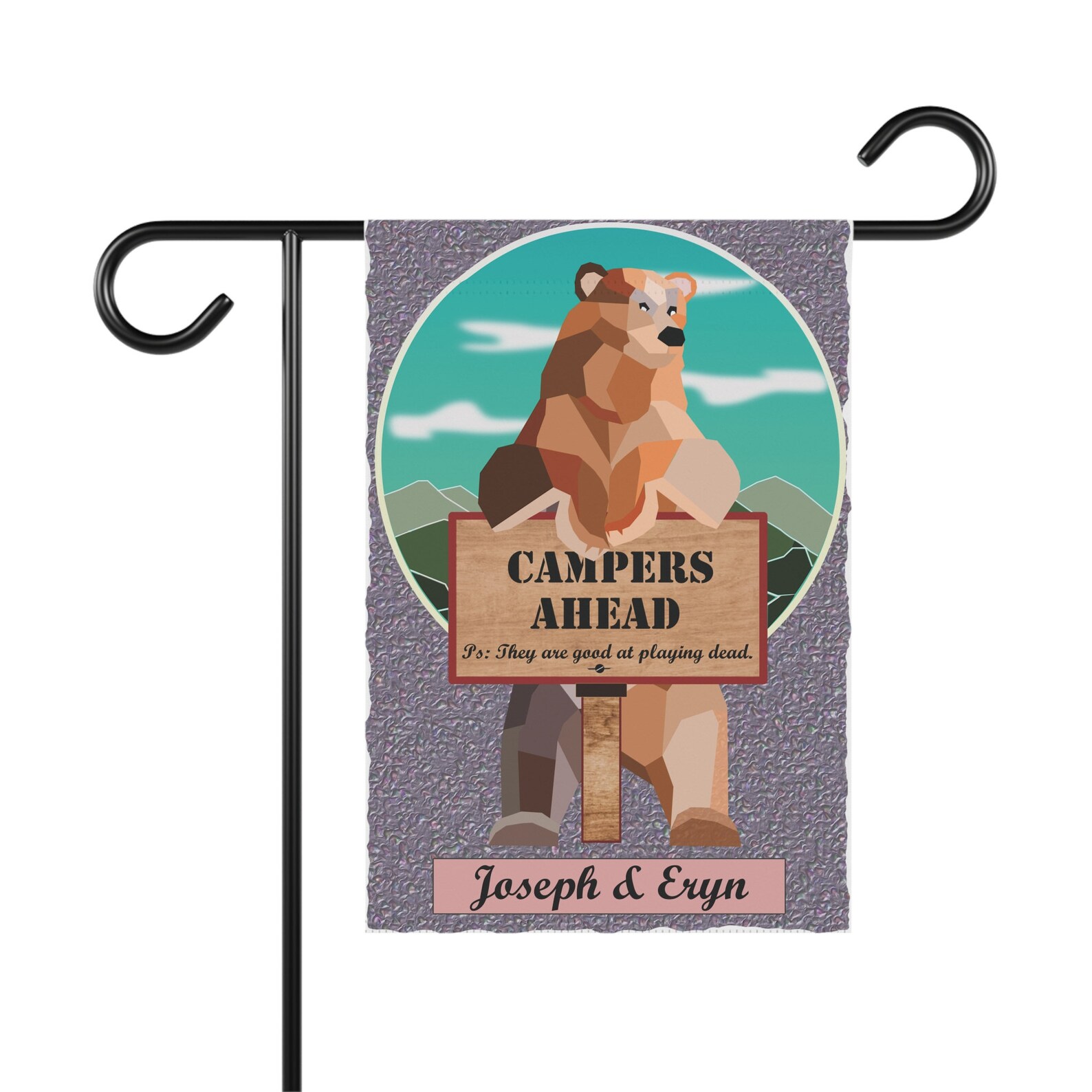 Personalized Funny Camping Flag 12 X 18 Bear Camper Ahead Camping Sign ...