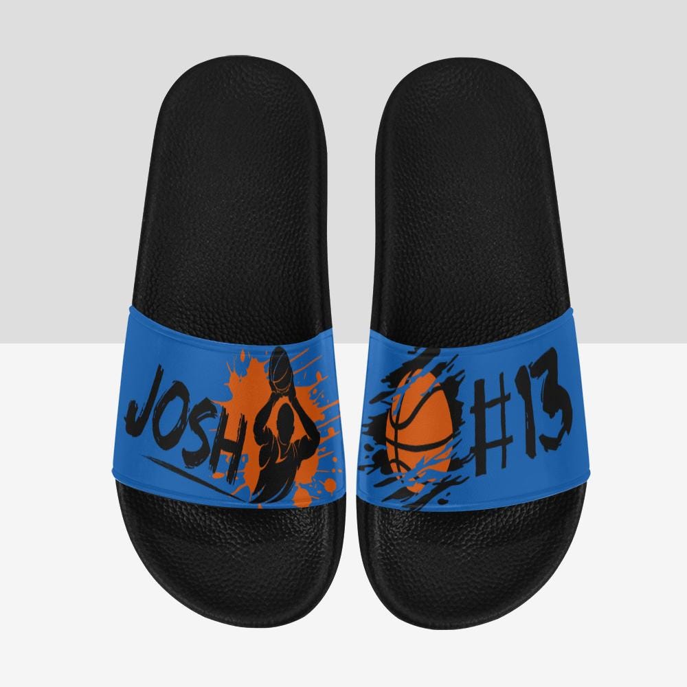 Personalized Basketball Slides Sandals: Custom Sport Teams Gift, Men ...