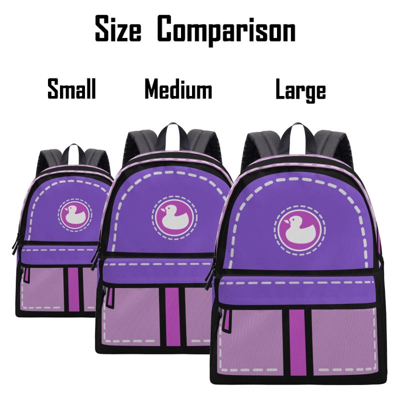 Custom 2D Cartoon Design Canvas Backpack Personalized Purple Bag, Kids ...