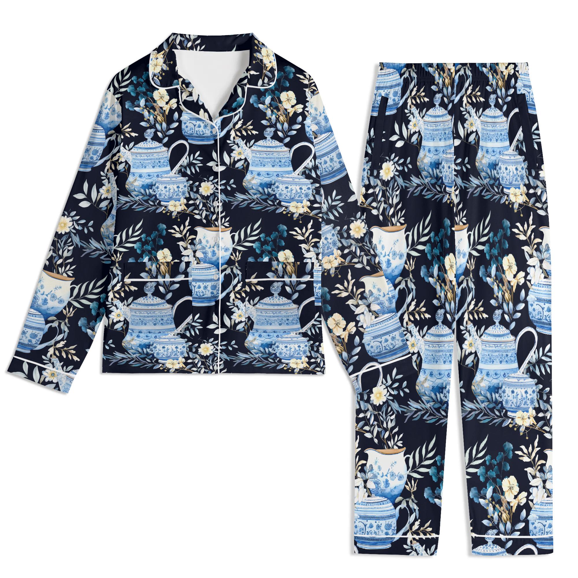 Porcelain Chinoiserie Pajama Set | Toile De Jouy Print Loungewear ...