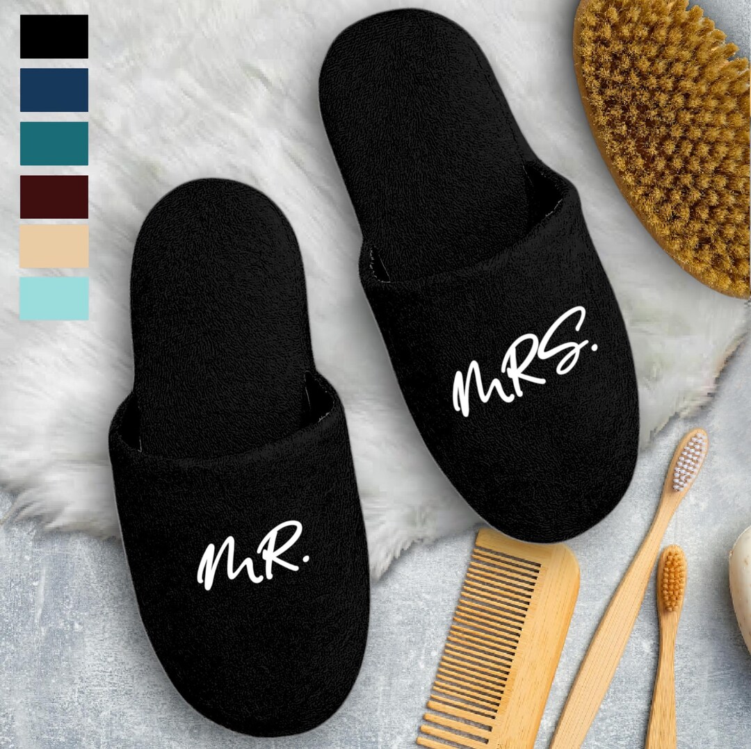 Personalized Mr Mrs House Slippers | Custom Couple Indoor Sandals ...