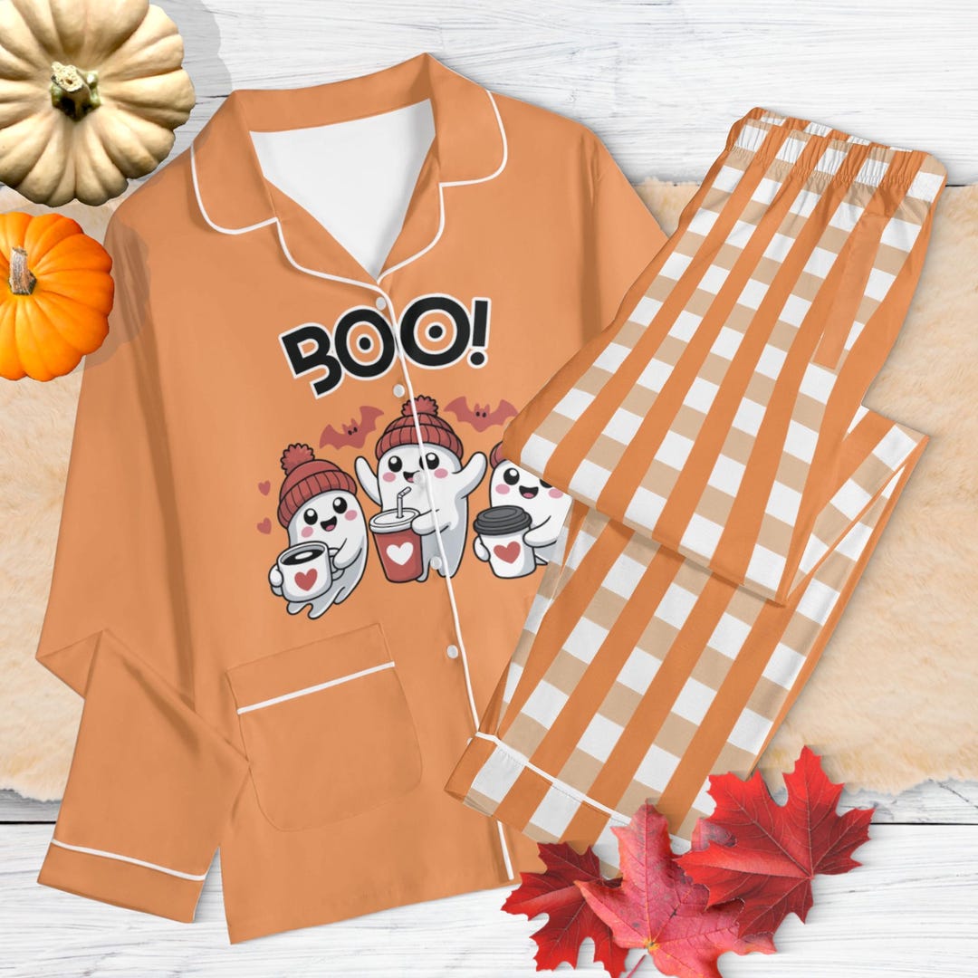 Fall Ghost Unisex Pajama Set: Spooky Boo Autumn Sleepwear XS-5XL - Etsy