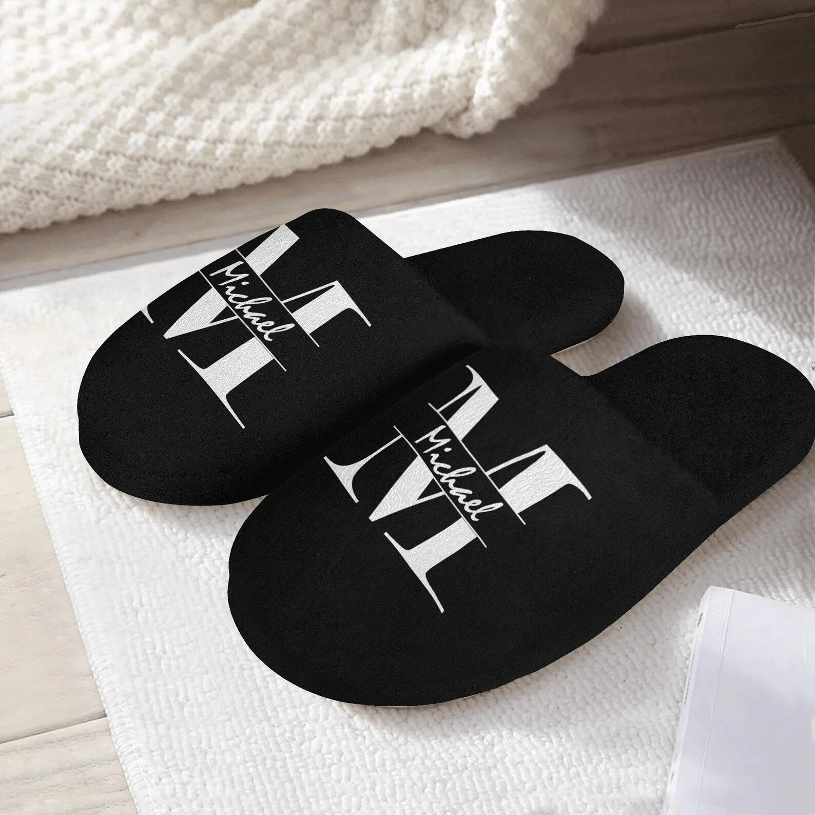 Personalized Gift Indoor Men Slippers | Custom Name Father's Day House ...
