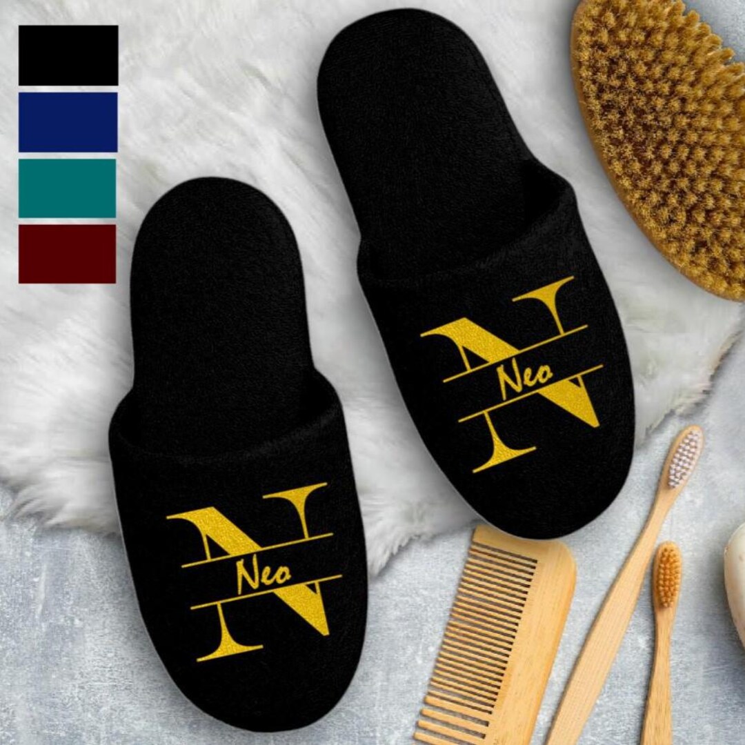 Personalized Indoor Men Slippers | Custom Monogram Slip-on Sandals ...