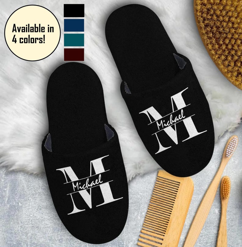 Personalized Gift Indoor Men Slippers | Custom Name Father's Day House ...