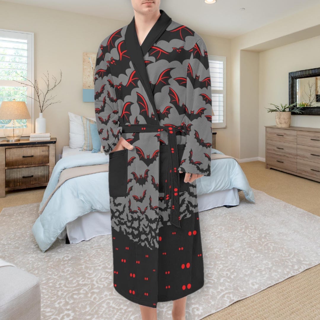 Vampire Bats Men Long Gown | Gothic Red-eyed Robes, Vampire Lounging ...