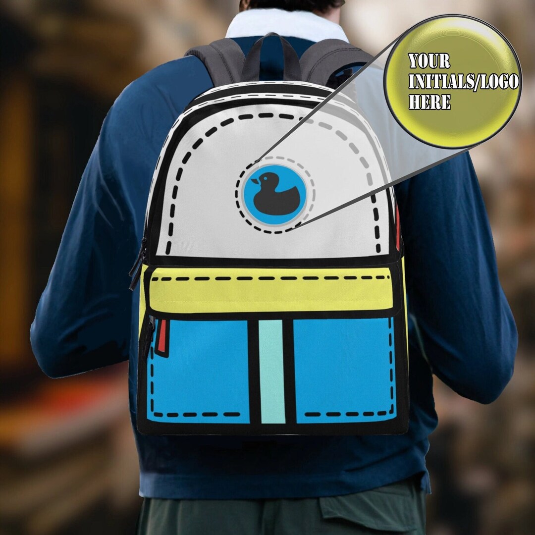 Custom 2D Cartoon Design Canvas Backpack Personalized Laptop Bag, Kids ...