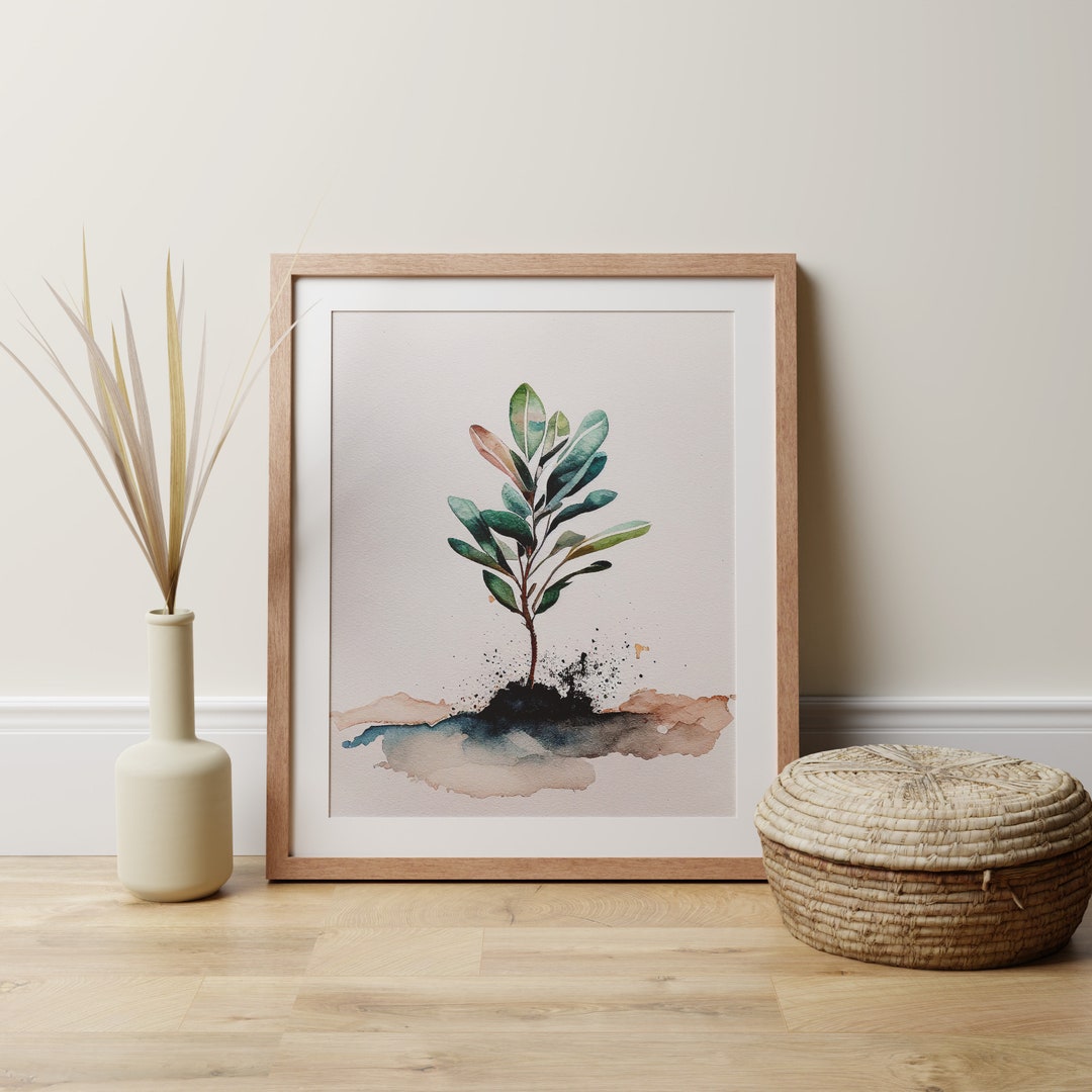 Watercolor Plant Print Art, Minimalist Plant Art, Digital Download ...