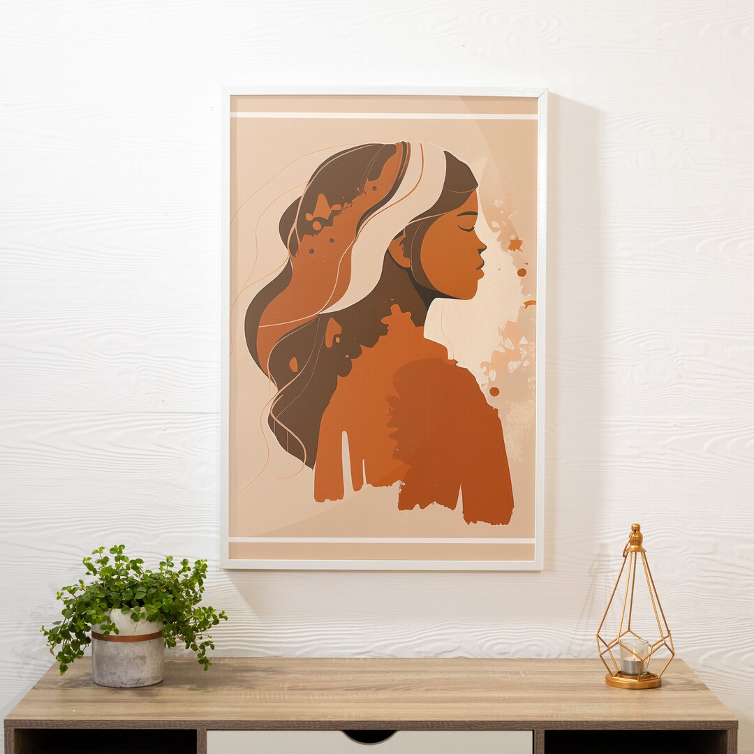 Boho Art Print, Bohemian Girl Art Print, Mid Century Wall Printable Art ...