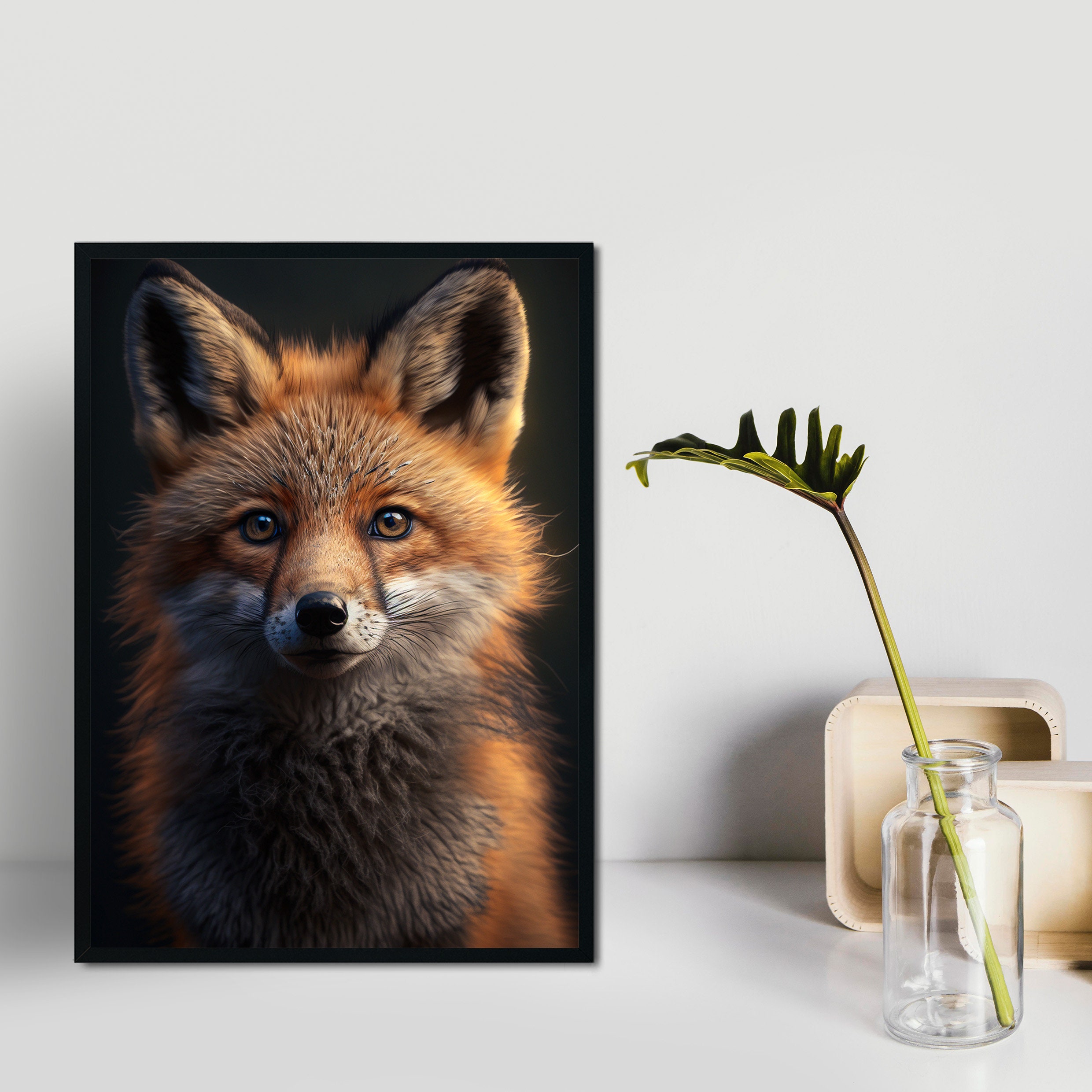 Cute Fox Print Art, Animal Portrait Print Art, Printable Art, Digital ...