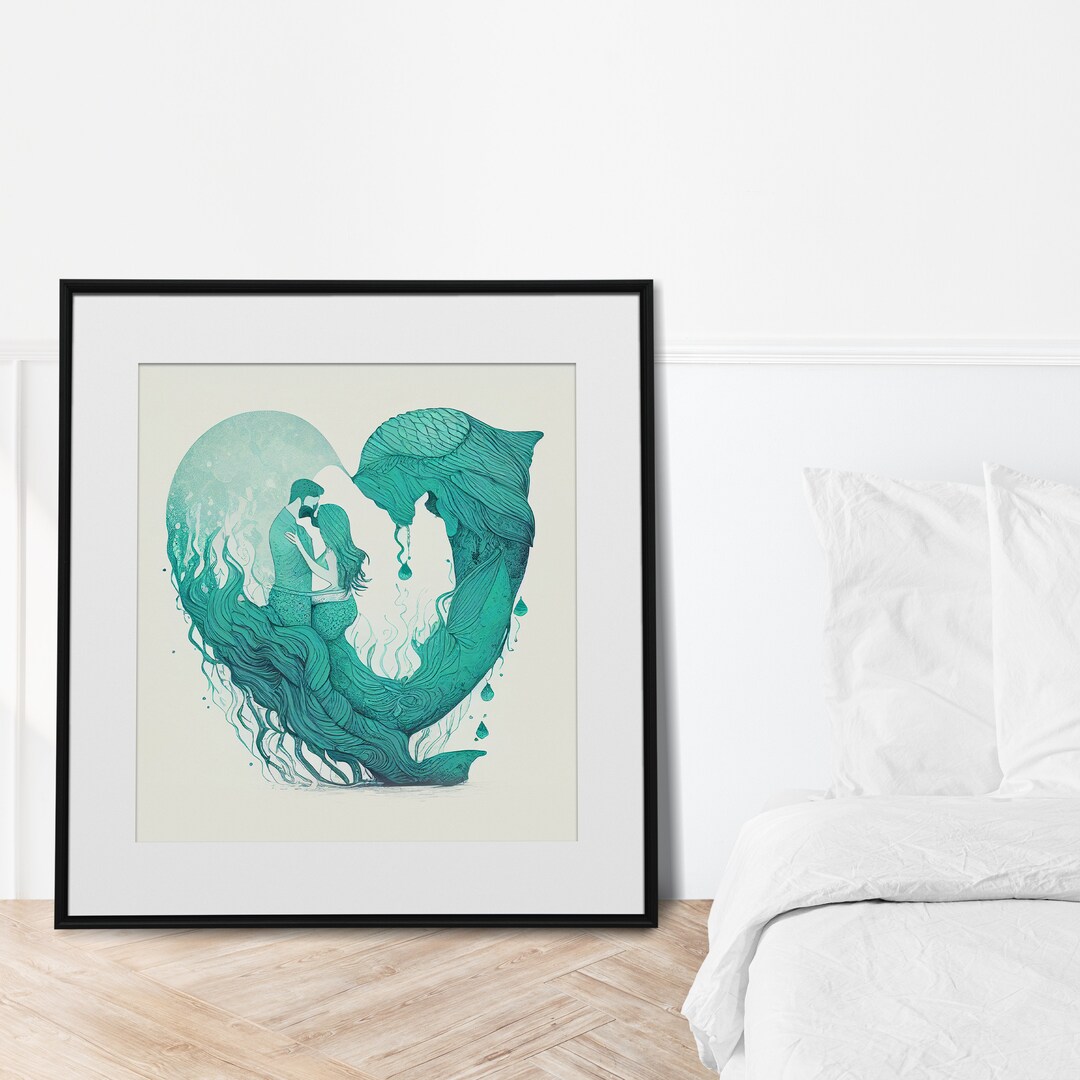 Love of Mermaids Water Color Ai Art Printable Wall Art Digital Download ...