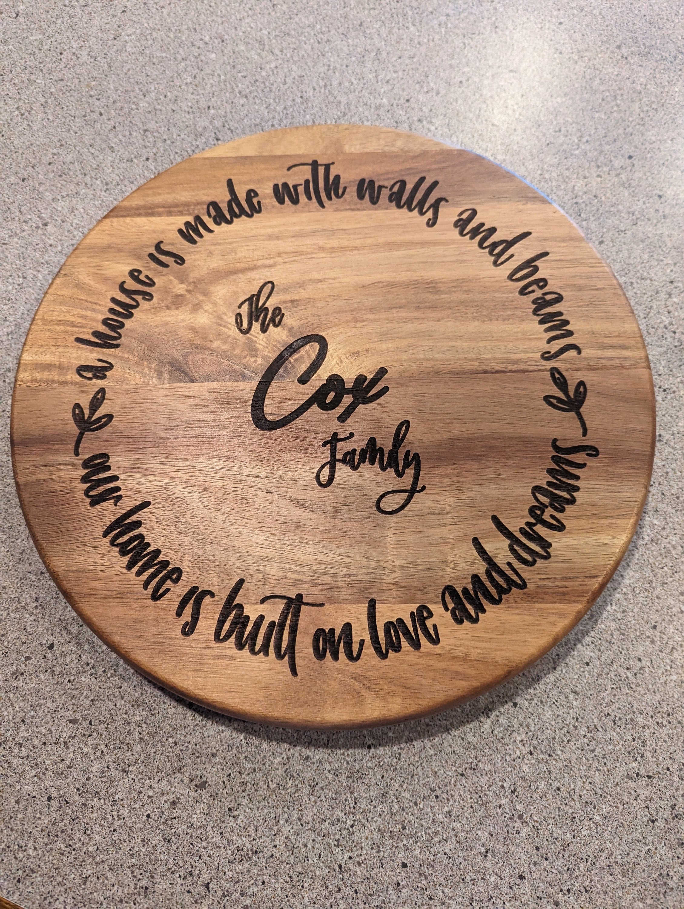 Personalized 14" Acacia Bamboo Lazy Susan Turntable Custom Laser ...