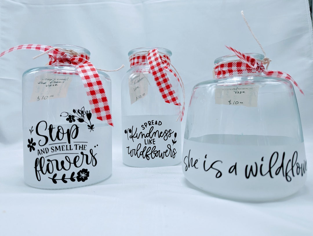 White Dipped Flower Vase, She is a Wildflower, Smell the Flowers ...