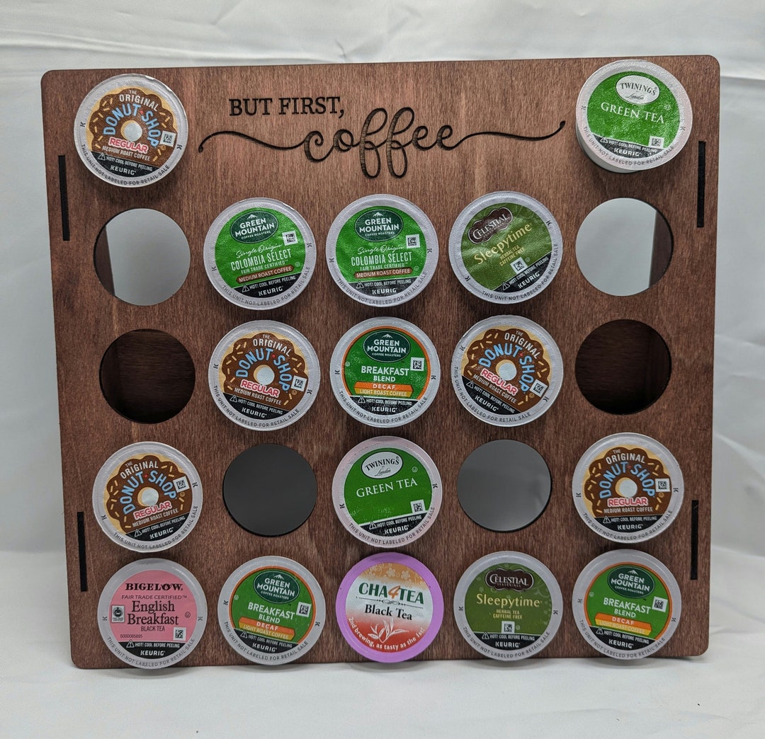 K-cup Holder, Coffee Pod Display, Laser Cut and Engraved, Stained and ...
