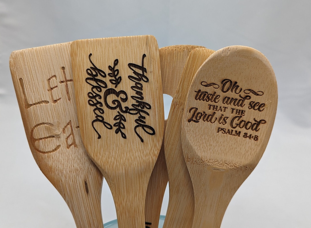 Custom Bamboo Cooking Utensils Laser Engraved Christmas Wedding ...