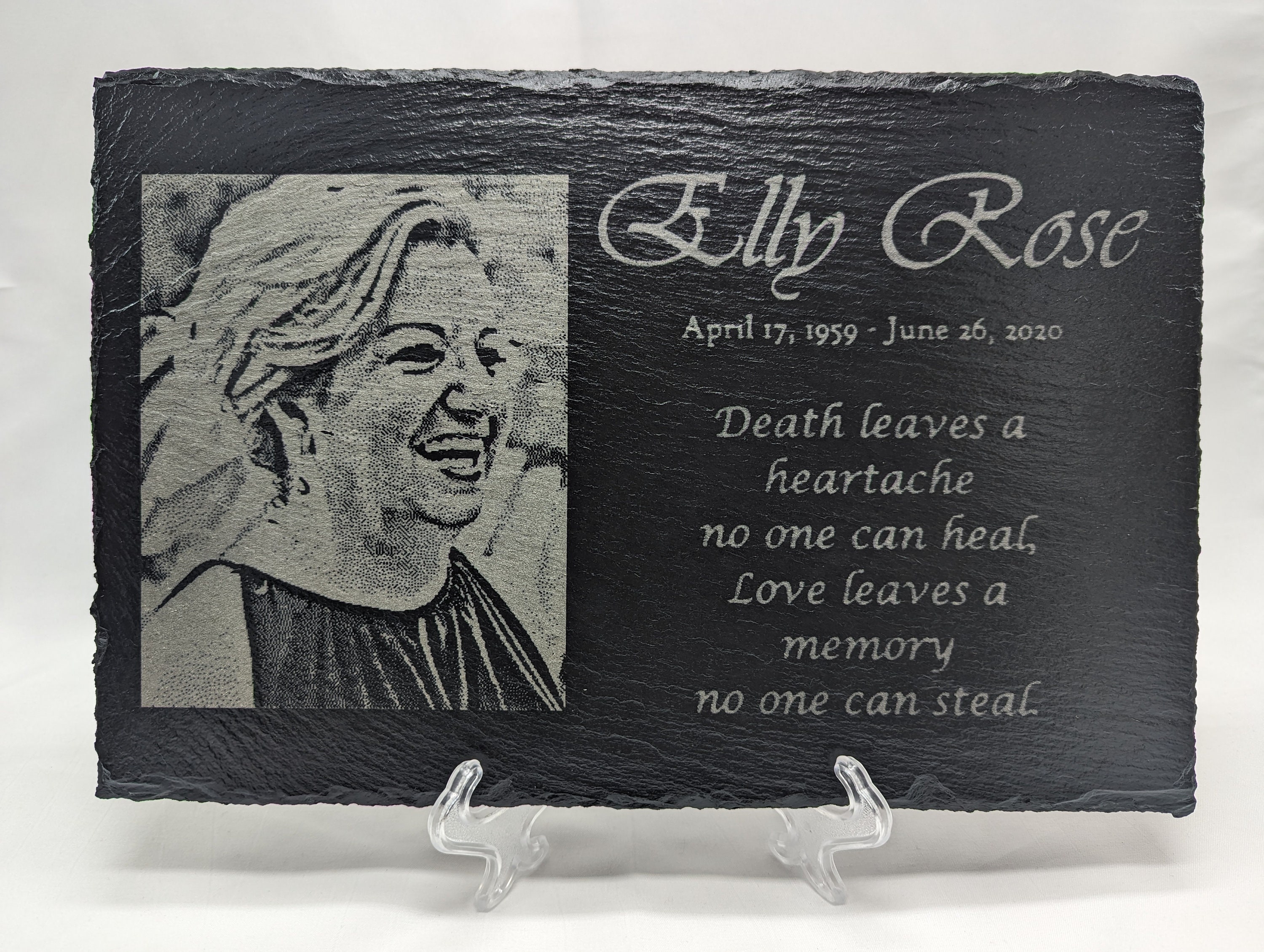 Slate Memorial Plaque Personalized Photo Keepsake Engraved Sympathy ...