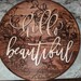 12 Inch Wooden "hello Beautiful" Sign ( Red Oak Stain) - Etsy