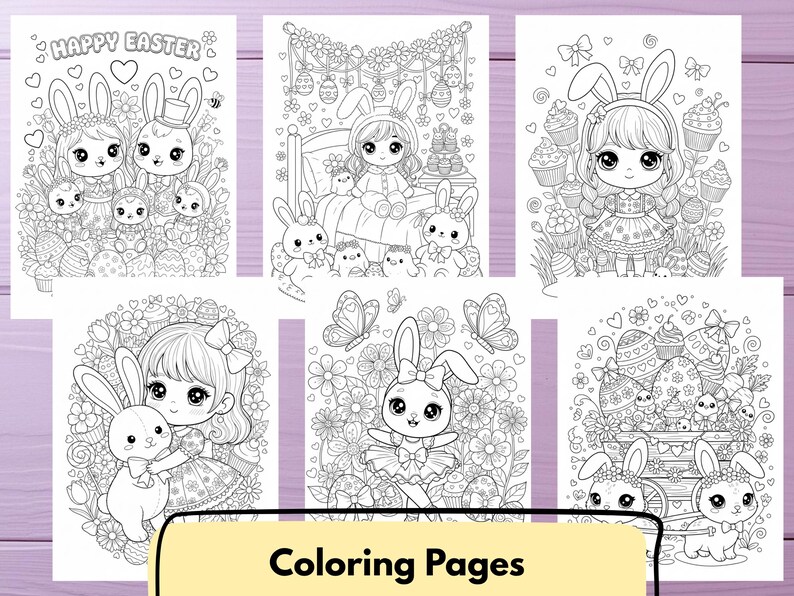 Easter Coloring Book for Girls | 100 Kawaii Pages (digital Download) - Etsy