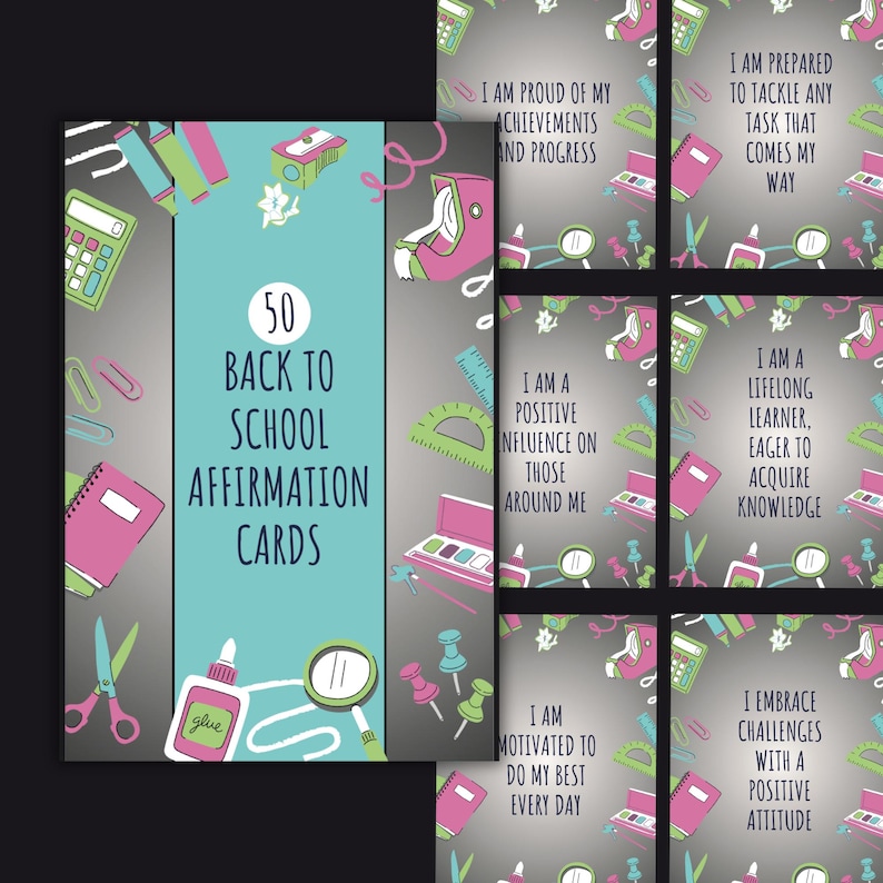 50 Digital Affirmation Cards for Kids | Printable Back to School ...