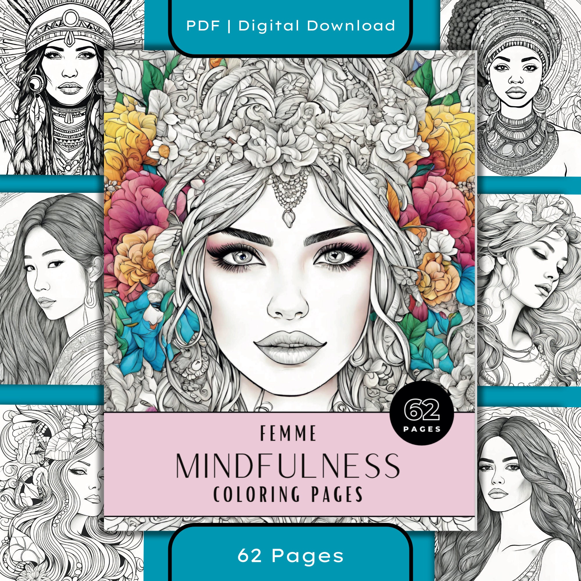 Coloring Book | Femme Mindfulness | Multicultural Women | Beautiful ...