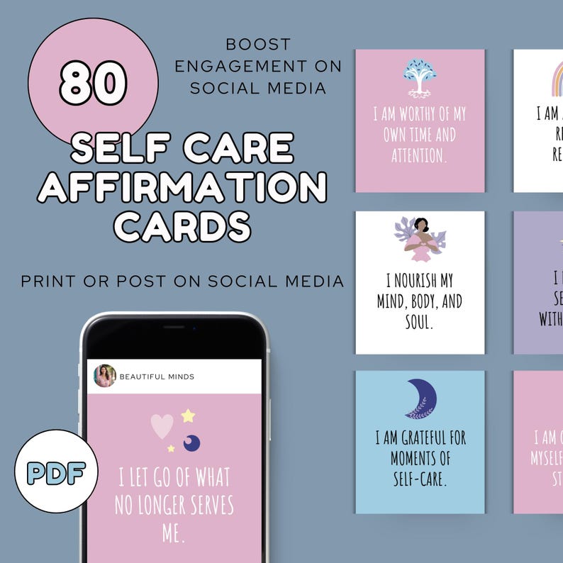 80 Printable Affirmation Cards PDF | Daily Positive Quotes for Self ...