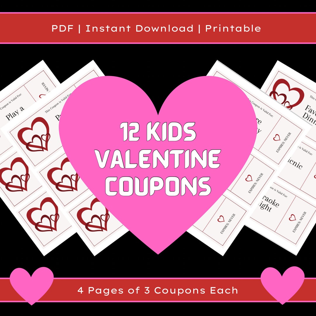 Valentine’s Day Coupons for Kids | Kids Valentines | Valentine’s Day ...