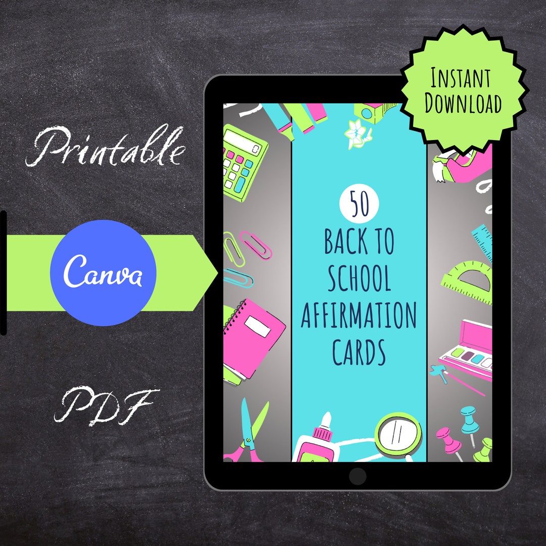 50 Affirmation Cards Printable, Back to School Affirmation Cards ...