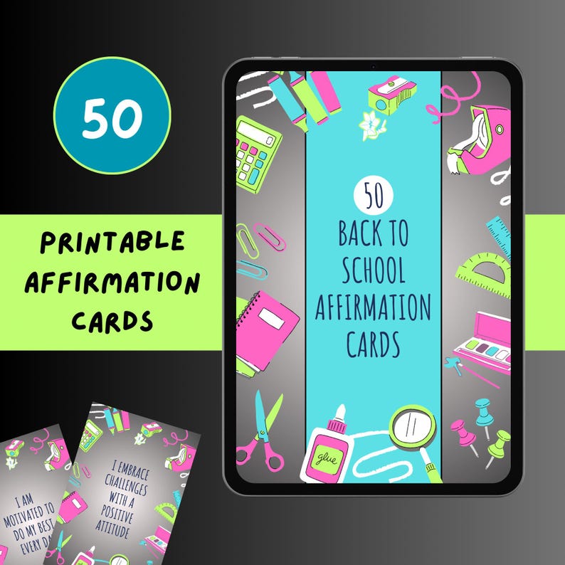 50 Printable Affirmation Cards for Kids | Back to School Encouragement ...