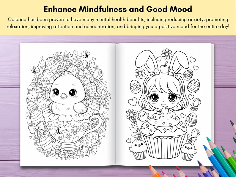 Easter Coloring Book for Girls | 100 Kawaii Pages (digital Download) - Etsy