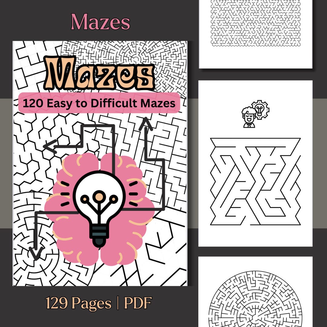 120 Easy to Difficult Mazes: Puzzles for All Ages (PDF) - Etsy UK