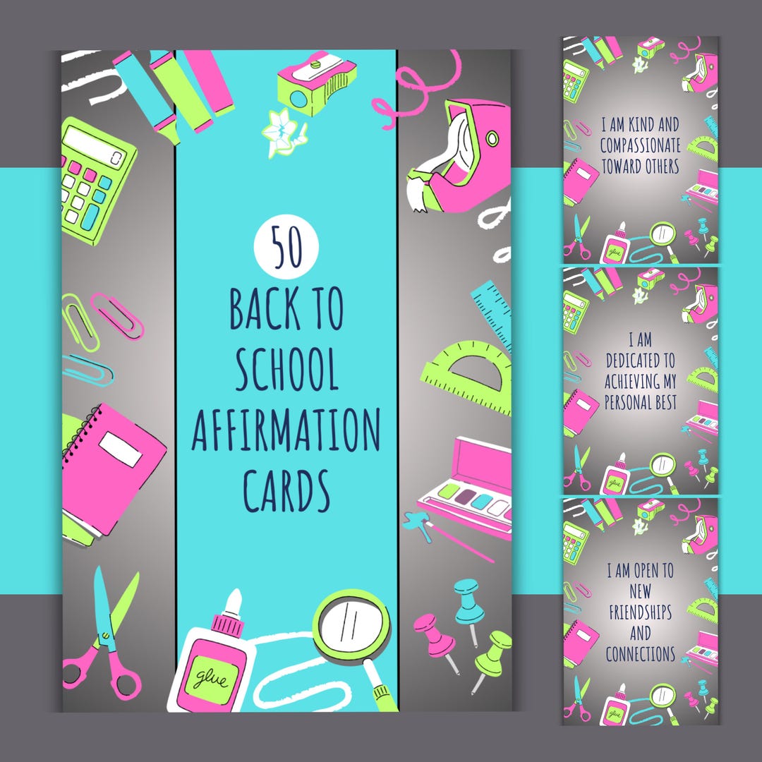 50 Digital Affirmation Cards for Kids | Printable Back to School ...