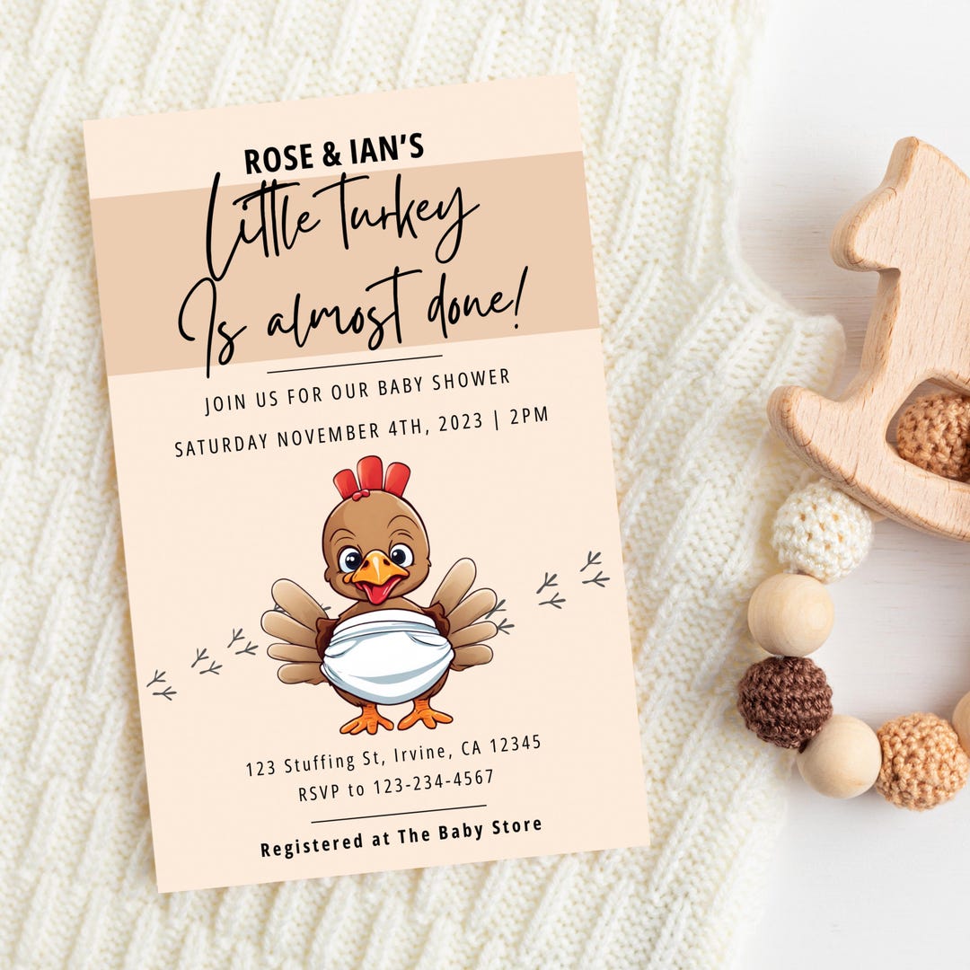 Little Turkey Baby Shower Invitation | Fall Theme (digital Download) - Etsy