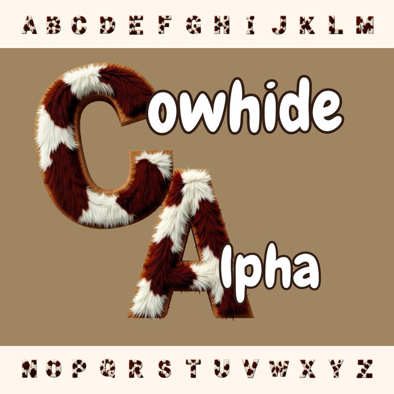 Cowhide Fur Texture Alphabet PNG | Western Letters Clipart (digital ...