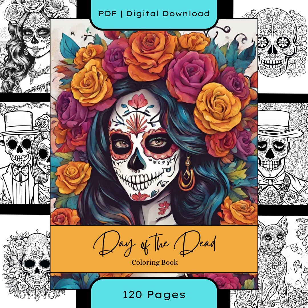 Coloring Book Day of the Dead Coloring Book Halloween Digital Download ...